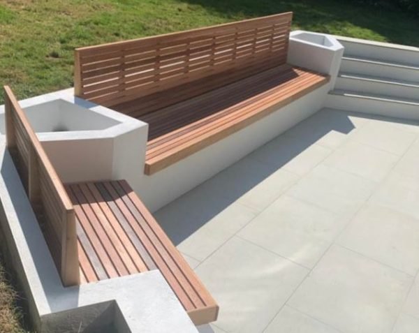 Cedar Floating Garden Bench/Seat with Backrest
